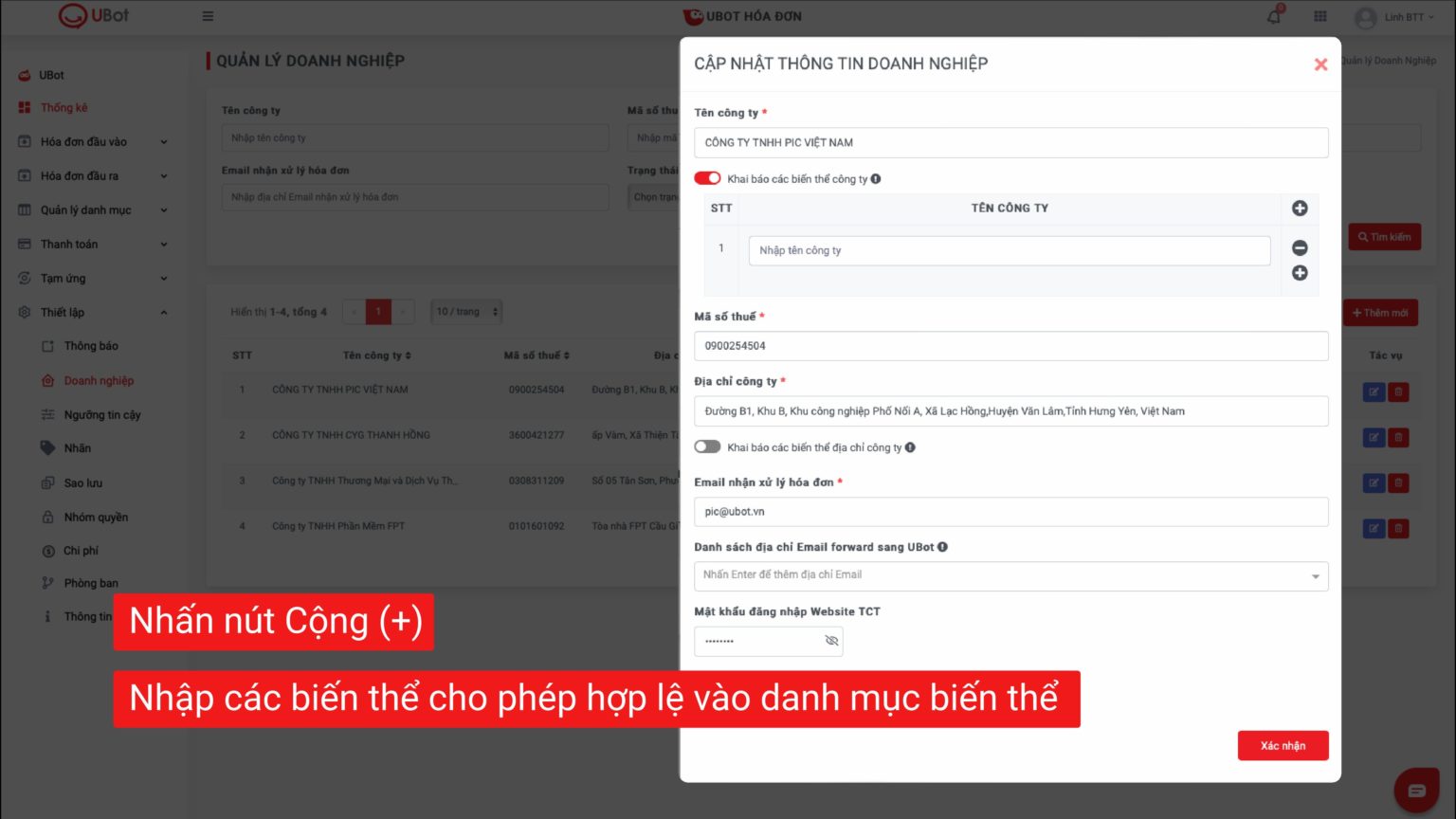 Hướng dẫn sử dụng UBot Invoice chi tiết : UBot